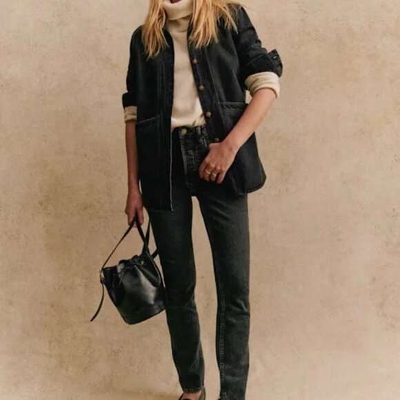 Sezane | Jackets & Coats | Sezane Will Jacket Washed Black Denim L ...